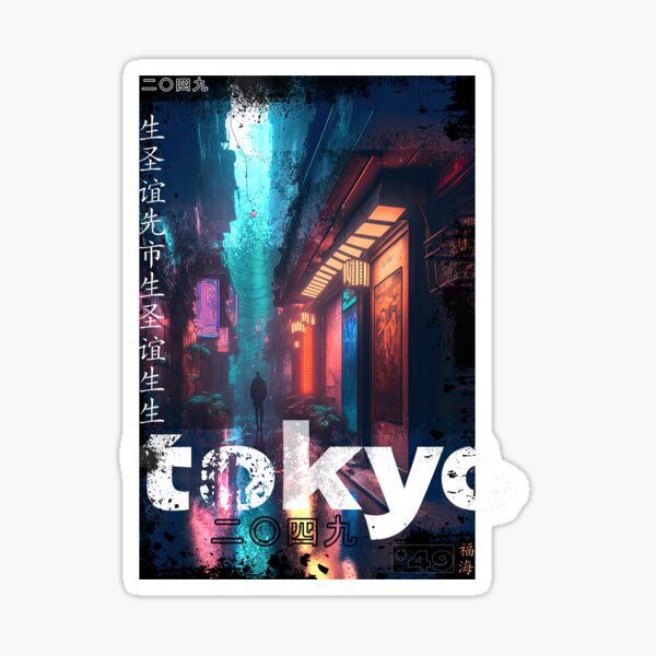 "Neotokyo 2049 street cyberpunk" Sticker for Sale by obstinator | Redbubble