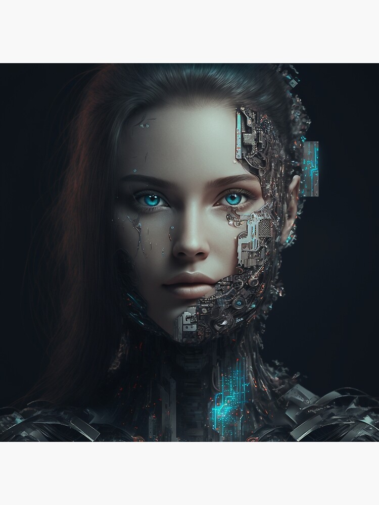 "Realistic Humanoid portrait, artificial Intelligence, half human half ...