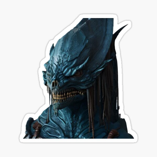 "Scary Blue Alien" Sticker for Sale by Basunat | Redbubble