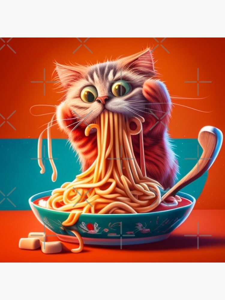 "Cat eating spaghetti a Spaghetti Cat" Sticker for Sale by ValleyDream ...