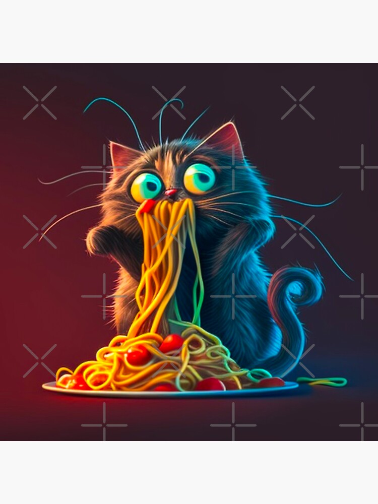 "Cat eating spaghetti a Spaghetti Cat" Sticker for Sale by ValleyDream ...