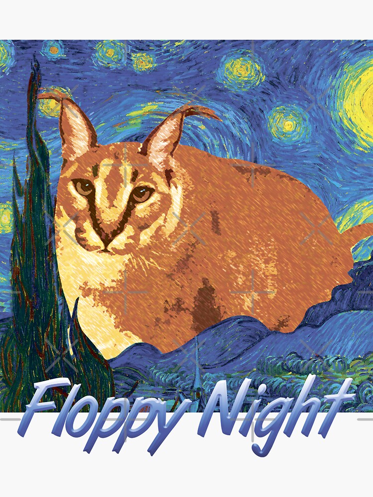 "Big Floppa x Starry Night Art Meme" Sticker for Sale by SOMENSAGA ...