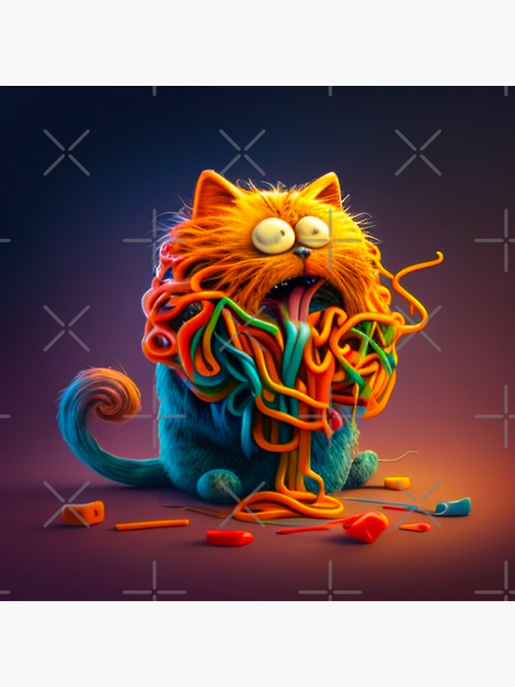 "Cat eating spaghetti a Spaghetti Cat" Sticker for Sale by ValleyDream ...