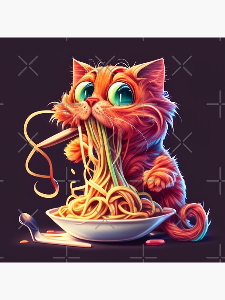 "Cat eating spaghetti a Spaghetti Cat" Sticker for Sale by ValleyDream ...