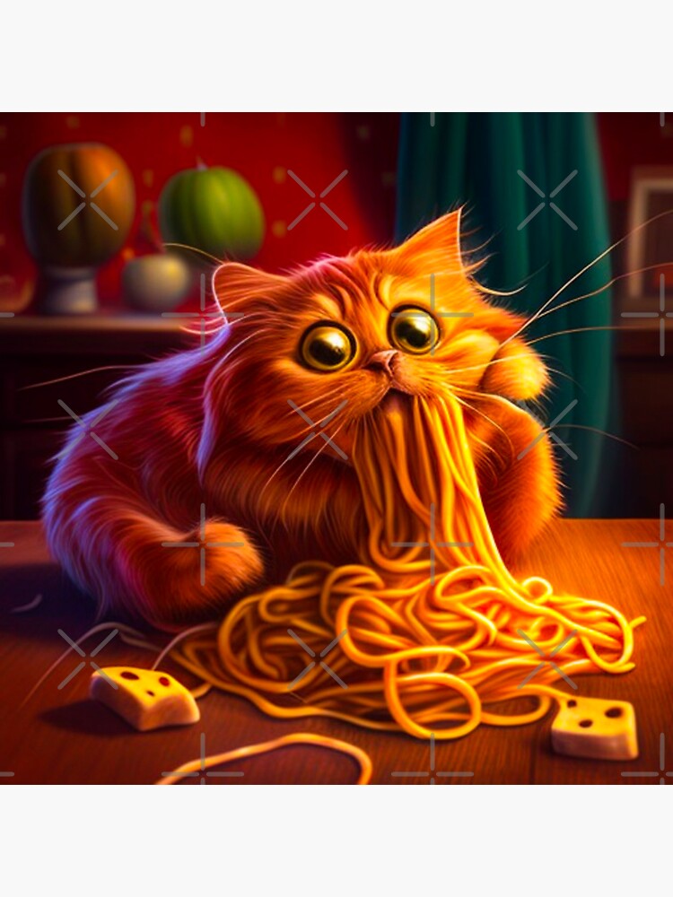 "Cat eating spaghetti a Spaghetti Cat" Sticker for Sale by ValleyDream ...
