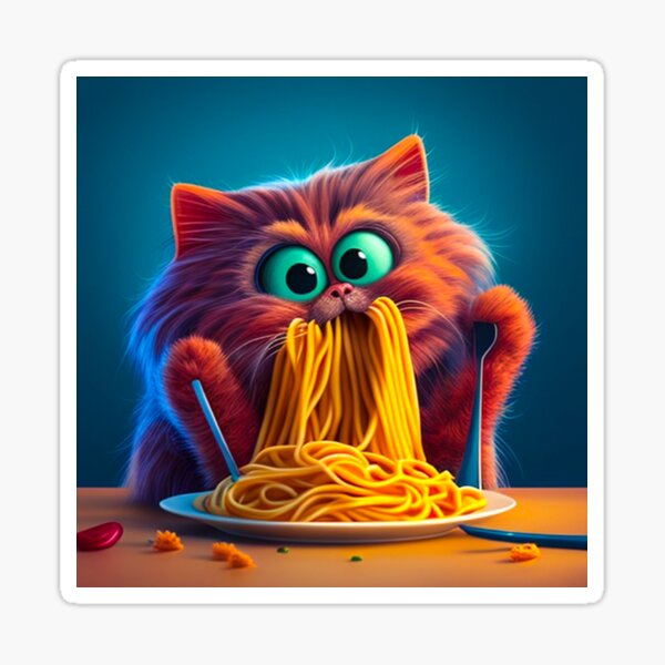 "Cat eating spaghetti a Spaghetti Cat" Sticker for Sale by ValleyDream ...