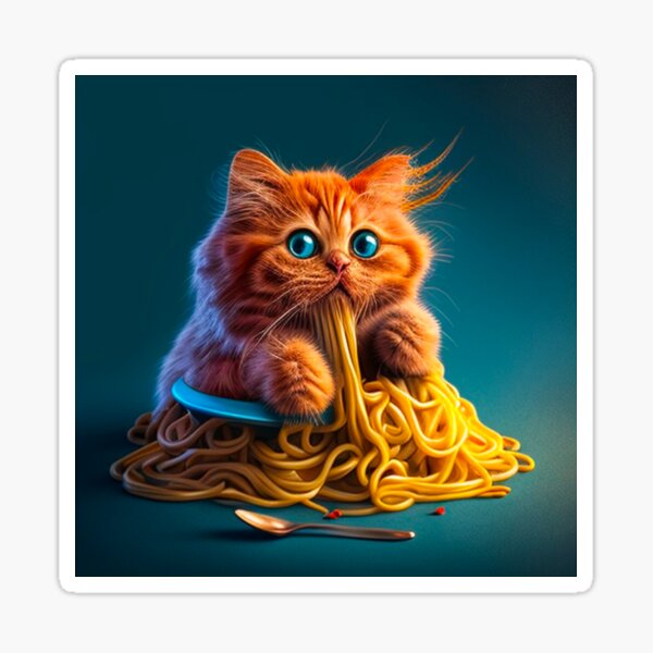 "Cat eating spaghetti a Spaghetti Cat" Sticker for Sale by ValleyDream ...