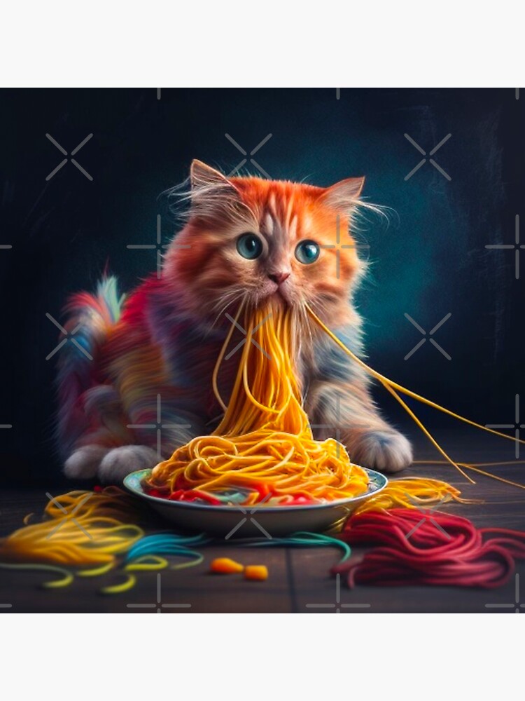 "Cat eating spaghetti a Spaghetti Cat" Sticker for Sale by ValleyDream ...