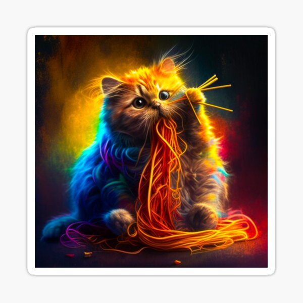 "Cat eating spaghetti a Spaghetti Cat" Sticker for Sale by ValleyDream ...