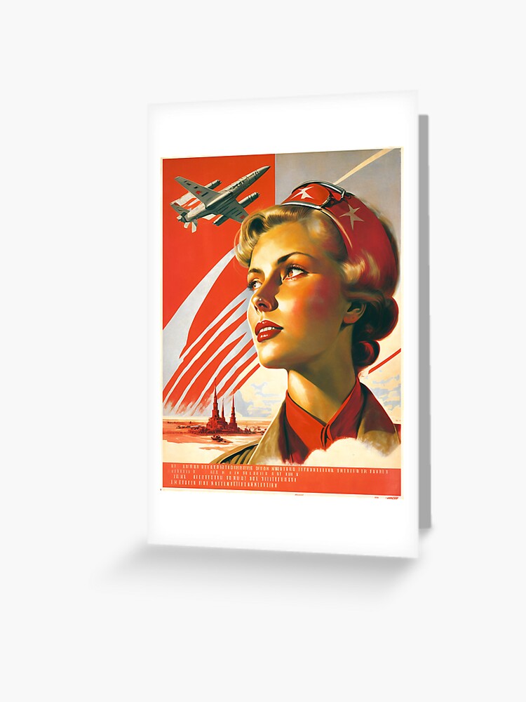 "Soviet union communist russian woman poster" Greeting Card for Sale by ...