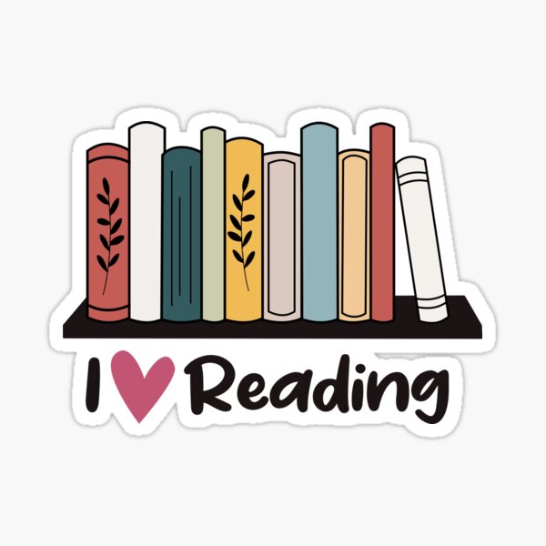 "Reading With Love - For Reading Addicts - I Love Books" Sticker for ...