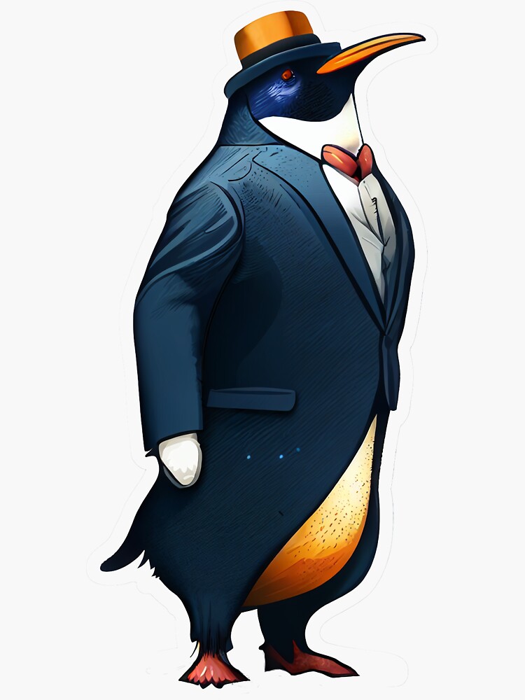 "suited sticker penguin " Sticker for Sale by PostersToLiveBy | Redbubble