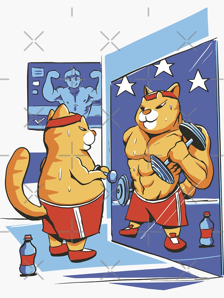 "CAT AT THE GYM LIFTING WEIGHT" Sticker for Sale by AmineDalghich ...
