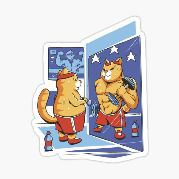 "CAT AT THE GYM LIFTING WEIGHT" Sticker for Sale by AmineDalghich ...