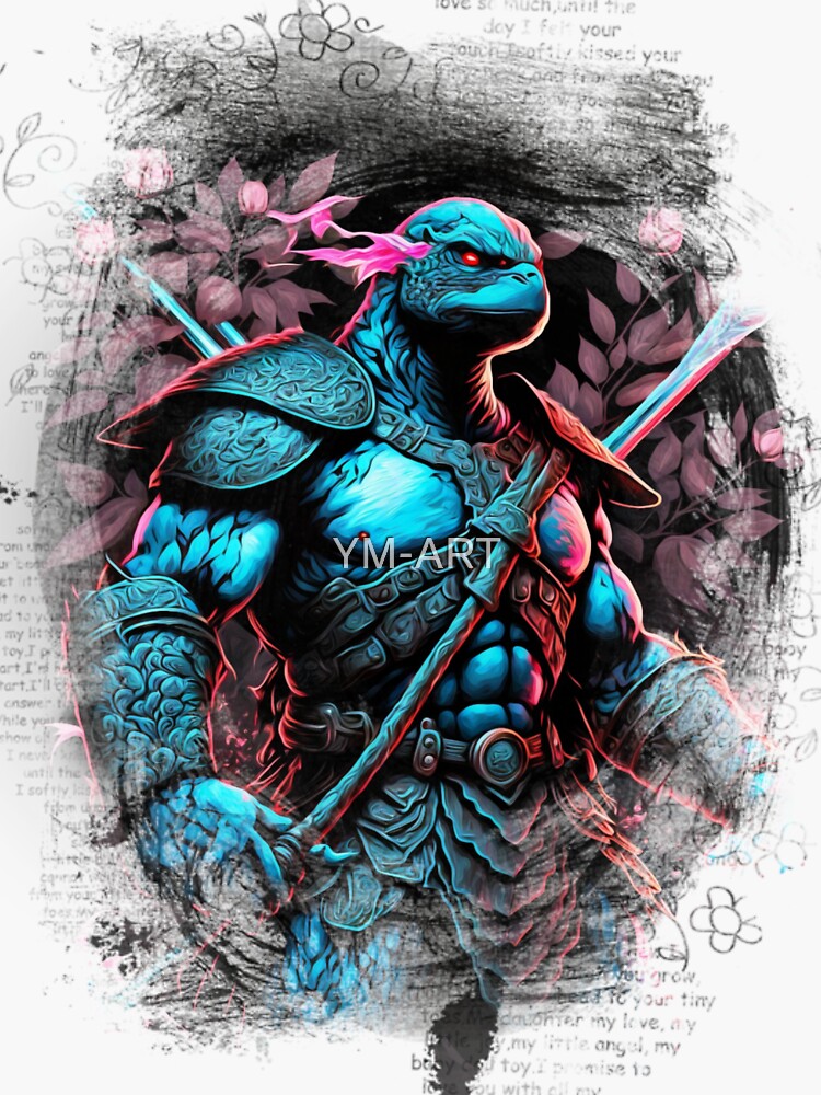 "Angry Japanese Ninja Turtle" Sticker for Sale by YM-ART | Redbubble