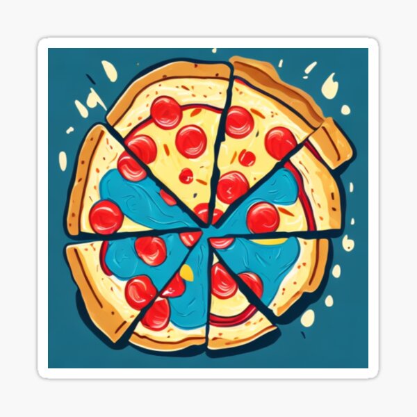 "Brightly Colored Pizza - Cartoon Style - Simple but Delicious" Sticker ...