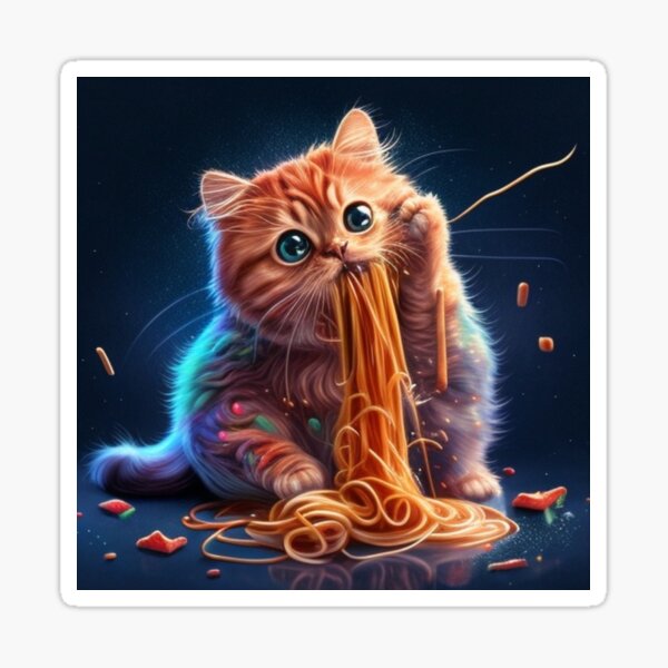 "Cat eating spaghetti a Spaghetti Cat" Sticker for Sale by ValleyDream ...