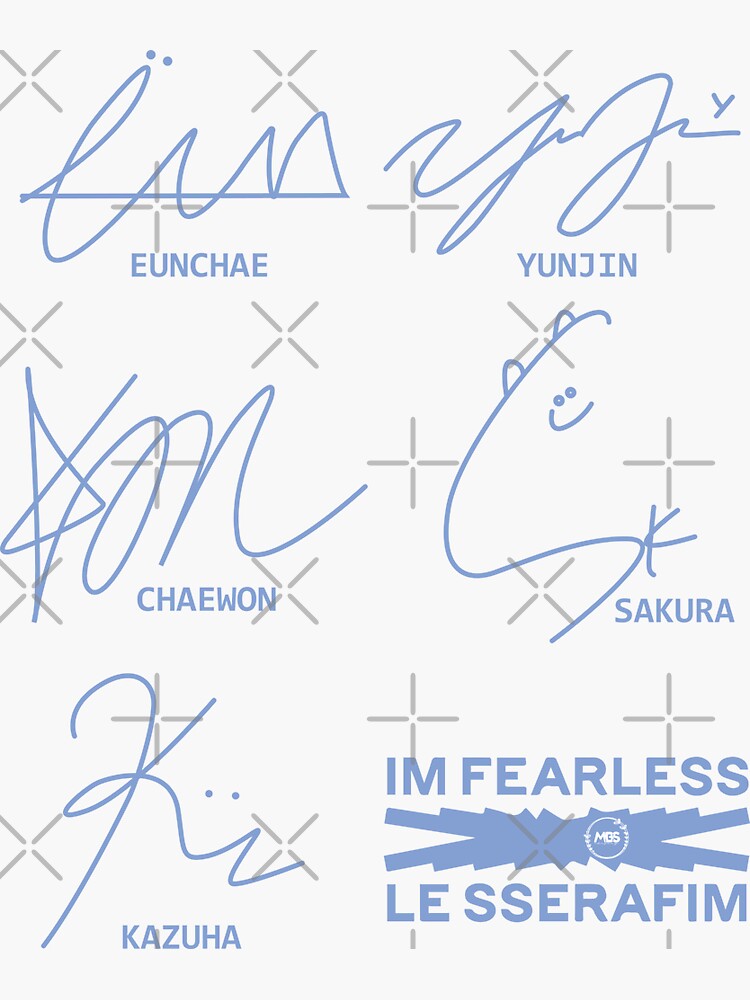 "Design with the autographs of le sserafim" Sticker for Sale by mbs ...