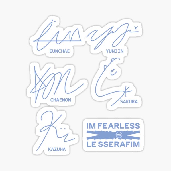 "Design with the autographs of le sserafim" Sticker for Sale by mbs ...