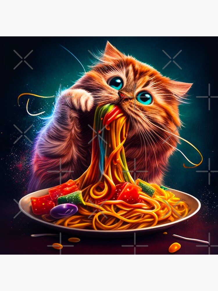 " Cat eating spaghetti a Spaghetti Cat" Sticker for Sale by ValleyDream ...