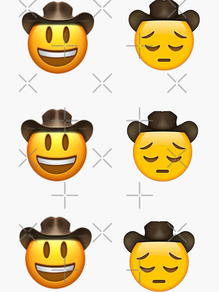 "Sad cowboy emoji sticker set funny emojis pack" Sticker for Sale by ...