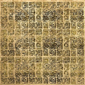 "Mayan and aztec glyphs gold on vintage texture" Poster for Sale by ...