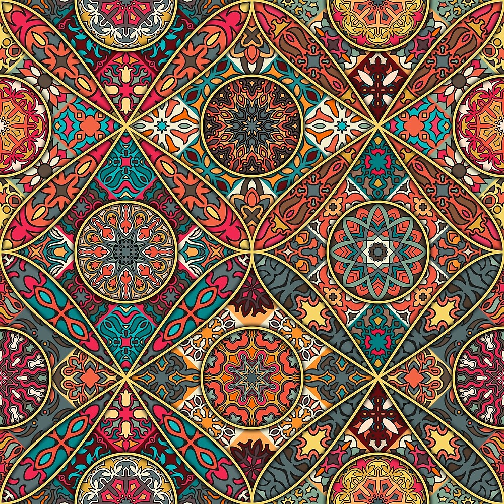 "Vintage patchwork with floral mandala elements" by Somberlain | Redbubble