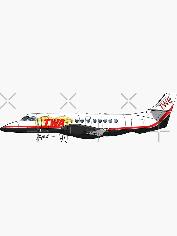 "TWA Airlines TWE BAE 4100 Airplane" Sticker for Sale by Michael Garber ...