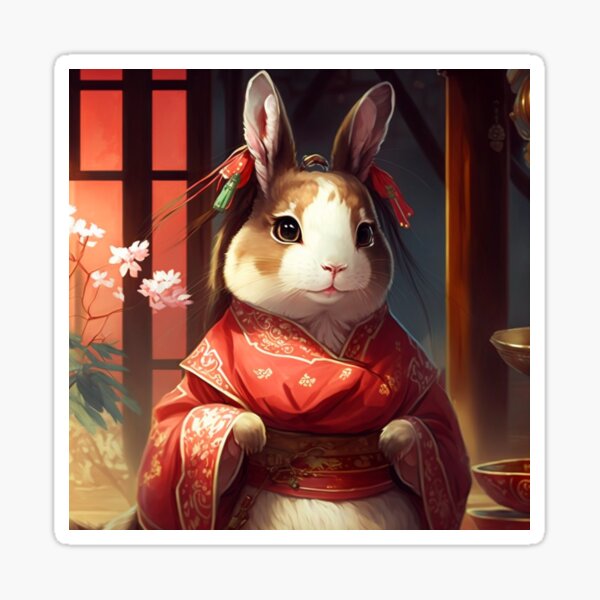 "Chinese Lunar New Year Rabbit 5" Sticker for Sale by fantasyparadise ...