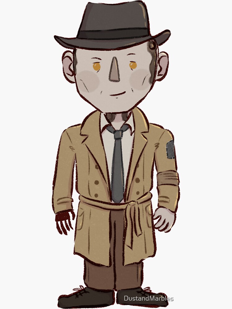 "Nick Valentine Cute Fallout 4 Companion Illustration" Sticker for Sale ...
