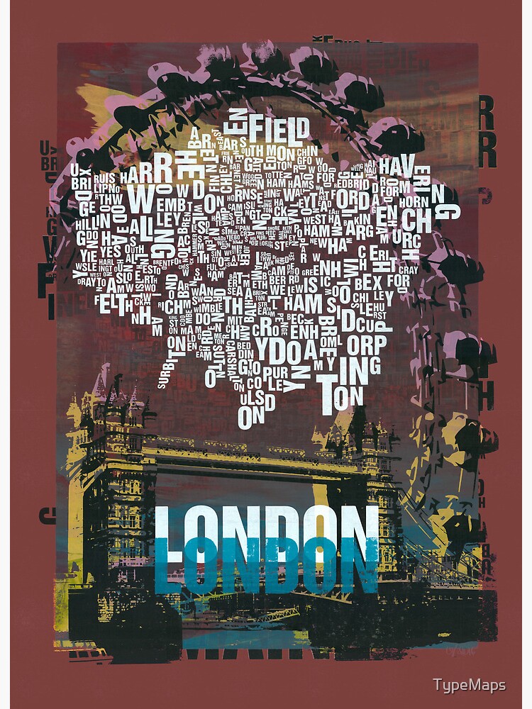 "London Type Map Dom Art16" Art Board Print for Sale by TypeMaps ...