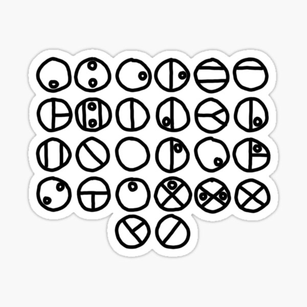 "Matoran alphabet, handwritten (white bg)" Sticker for Sale by HK-C ...