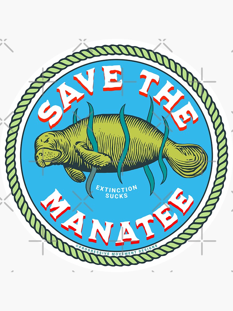 "PMD00258 Progressive Movement Designs Save the Manatee" Sticker for ...