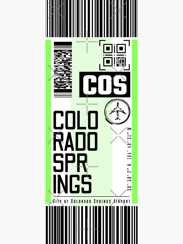 "COLORADO SPRINGS COS classic luggage tag airport stickers" Sticker for ...