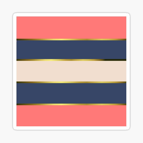 "classic design with coral, gold and navy blue stripes" Sticker by ...