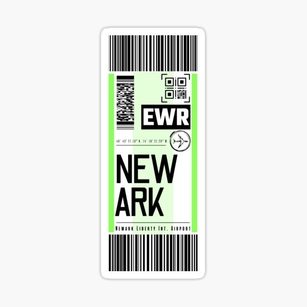 "NEWARK EWR classic luggage tag flight stickers" Sticker for Sale by ...