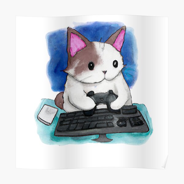 "Gamer Cat-AI generated art" Poster for Sale by Frostp | Redbubble