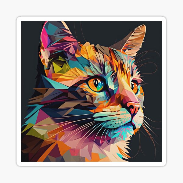 "CAT WPAP" Sticker for Sale by HzArts | Redbubble