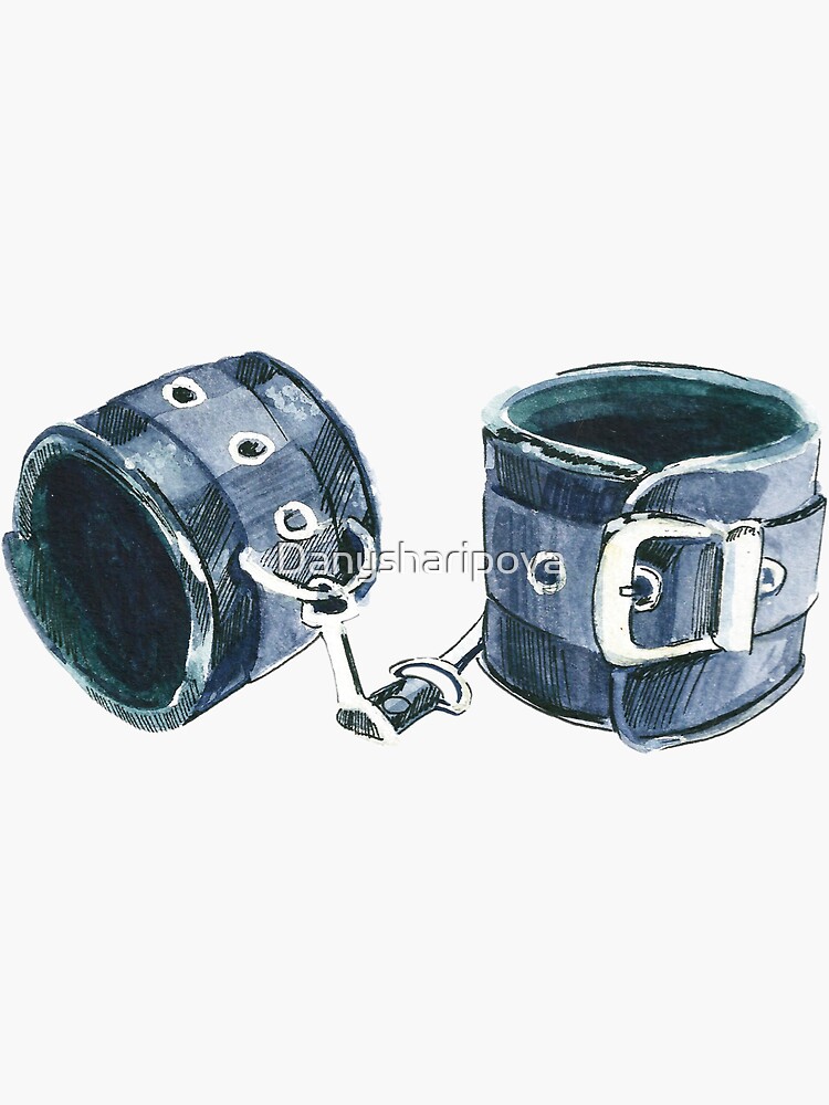 "leather handcuffs" Sticker for Sale by Danysharipova | Redbubble