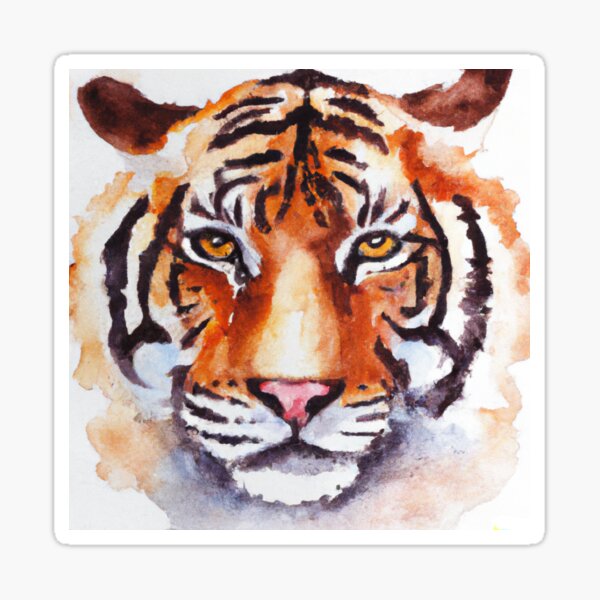 "Tiger Screen , Fear The Tiger , Watercolor Painting" Sticker for Sale ...