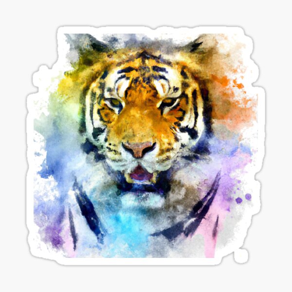 "Tiger Screen , Fear The Tiger , Watercolor Painting" Sticker for Sale ...