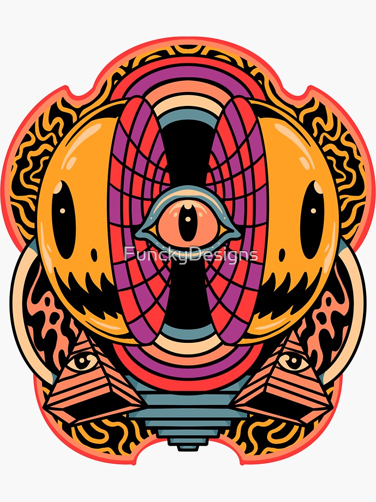 "Psychedelic Third Eye Smiley Face" Sticker for Sale by FunckyDesigns ...