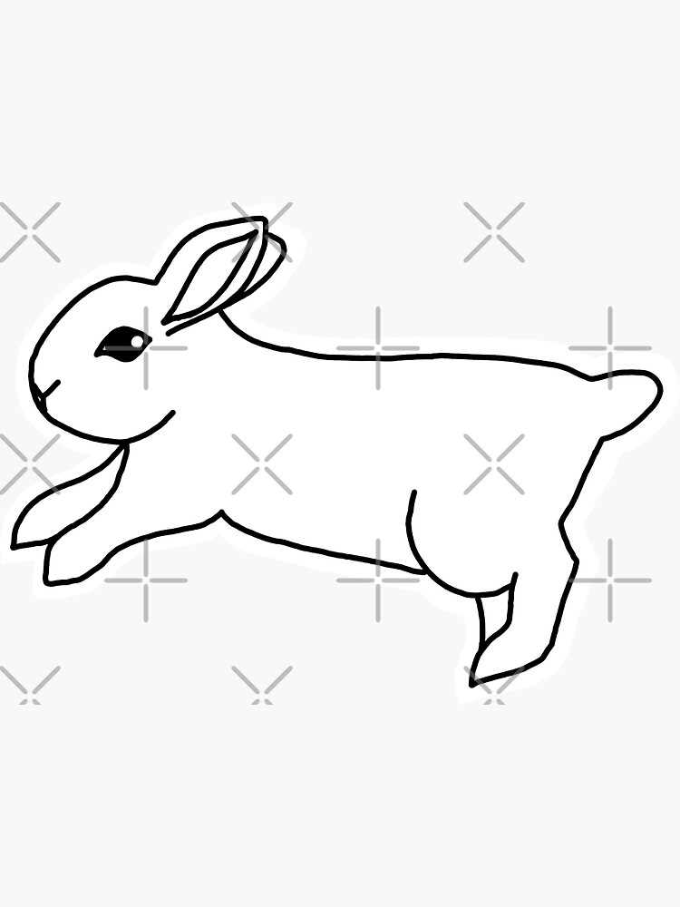 "Little cute leaping bunny rabbit line drawing" Sticker for Sale by art ...