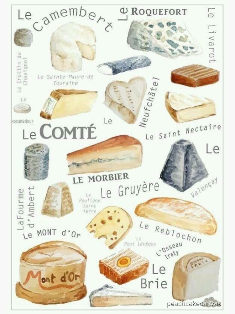 Printable Kitchen Art, Cheese Art Print, Types Of Cheese Print Poster ...