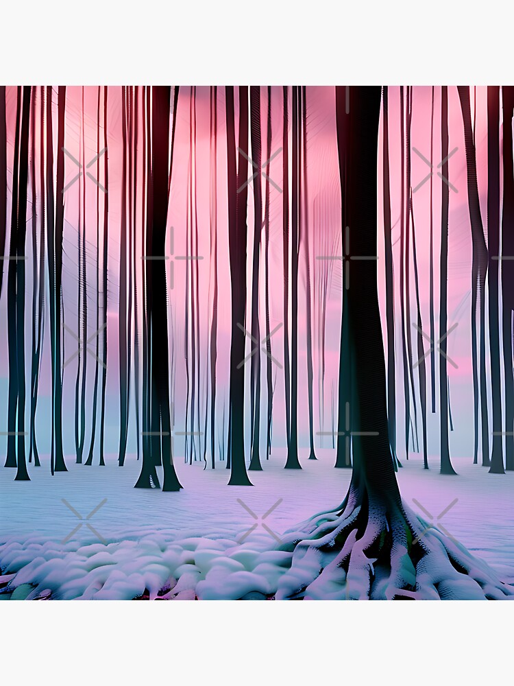 "Fantasy Mysty Forest Art | Magical Pink Icey foggy Forest | Fairytale ...
