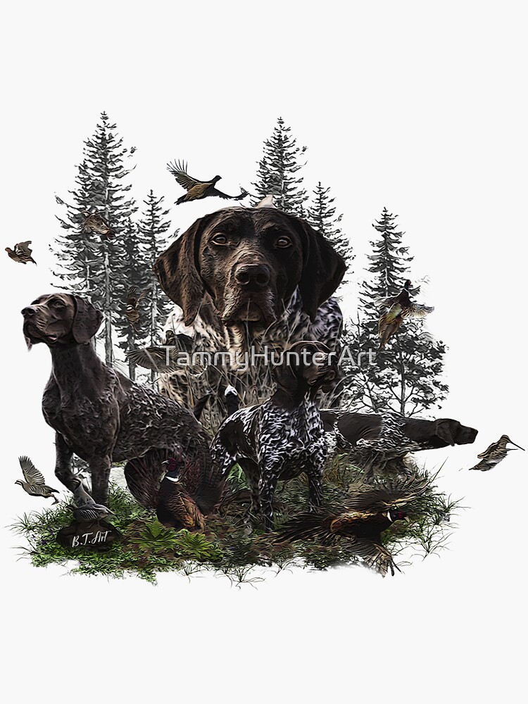 "German Shorthaired Pointer, Bird hunting season" Sticker for Sale by ...