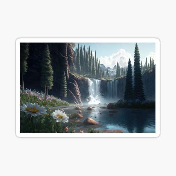 "Waterfall Landscape 12" Sticker for Sale by mold-Design | Redbubble