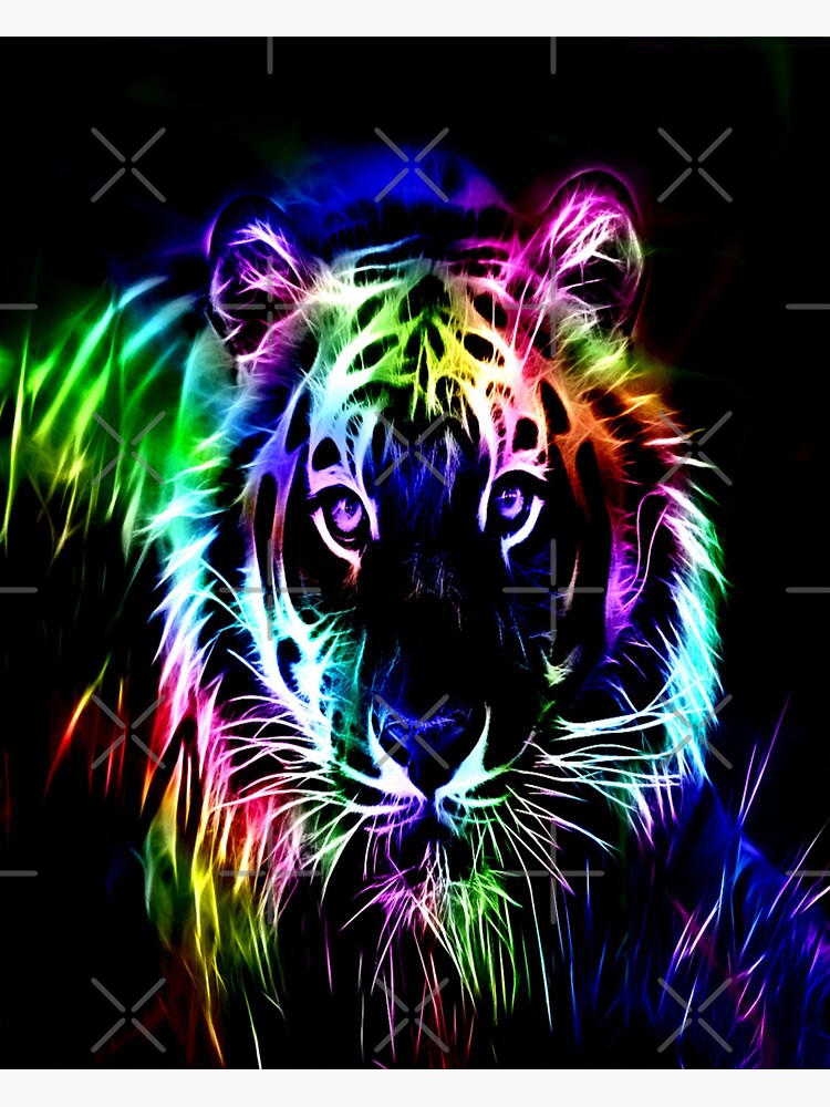 "Colourful Neon Tiger art" Sticker for Sale by leen12 | Redbubble