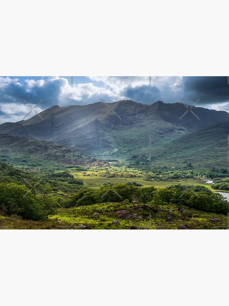 "Clouds and green mountains with lakes, amazing nature of Ireland in ...