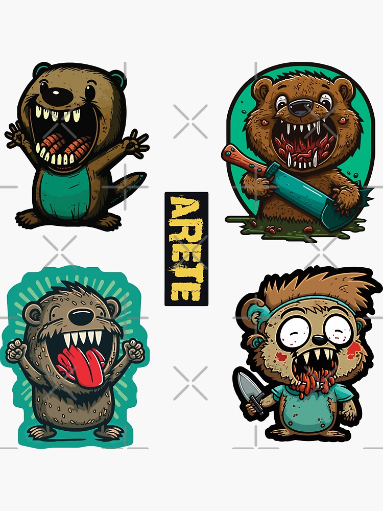 "Zombie Beaver Sticker Pack" Sticker for Sale by AreteSticker | Redbubble